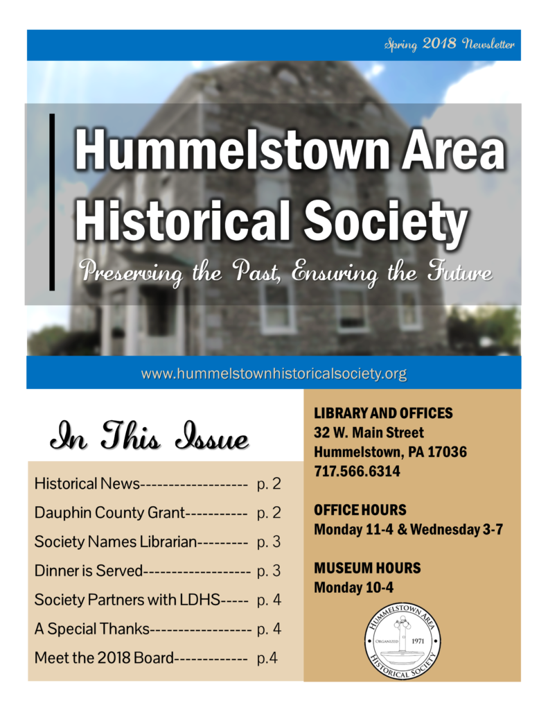 newsletter template – Hummelstown Area Historical Society